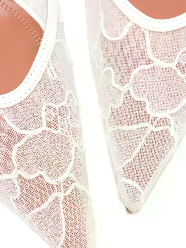 Amina Muaddi Anok Lace Slingback Pumps