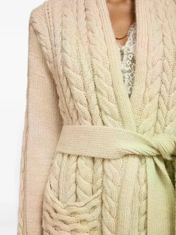 HAYLEY MENZIES Avni Cable-knit Fringed Cardigan