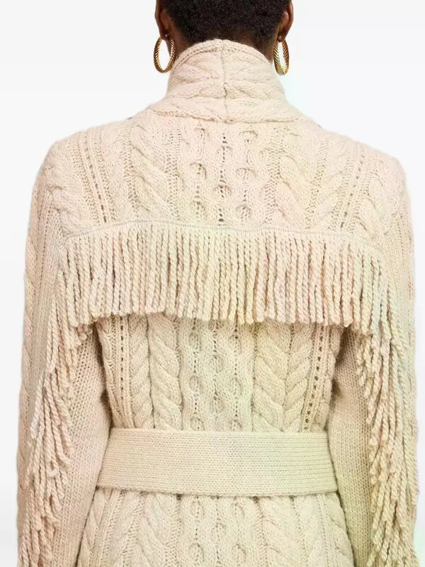 HAYLEY MENZIES Avni Cable-knit Fringed Cardigan