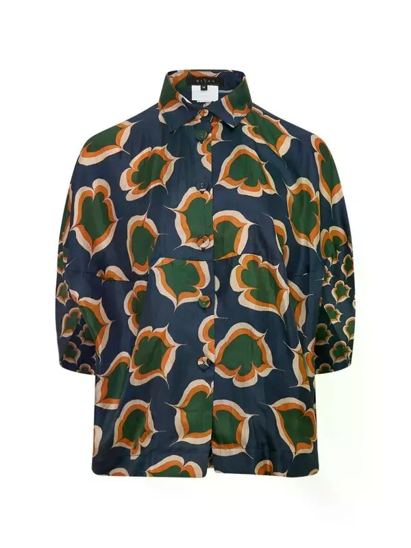 Biyan Leaf-print Silk Shirt