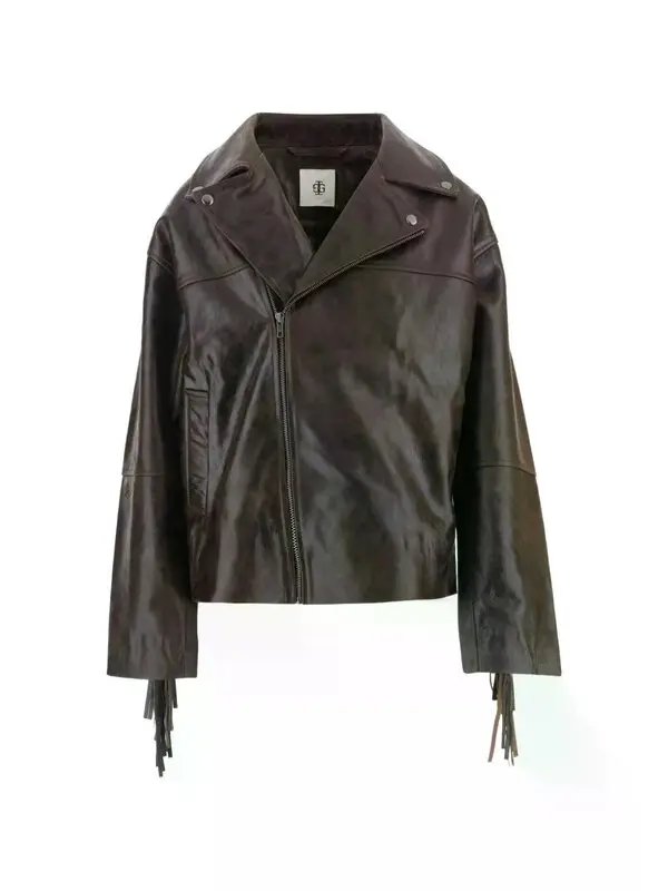 THE GARMENT Fringed Leather Biker Jacket