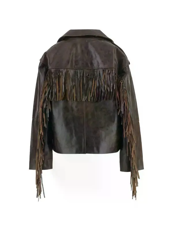 THE GARMENT Fringed Leather Biker Jacket
