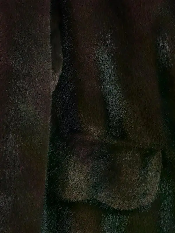 SWORD 6644 Striped Faux-fur Coat