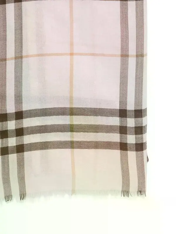 Burberry Check Frayed Wool Scarf