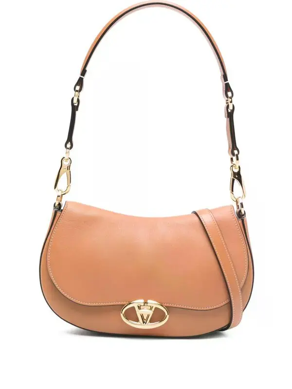 Valentino Garavani Ohval Logo-plaque Shoulder Bag - Neutrals