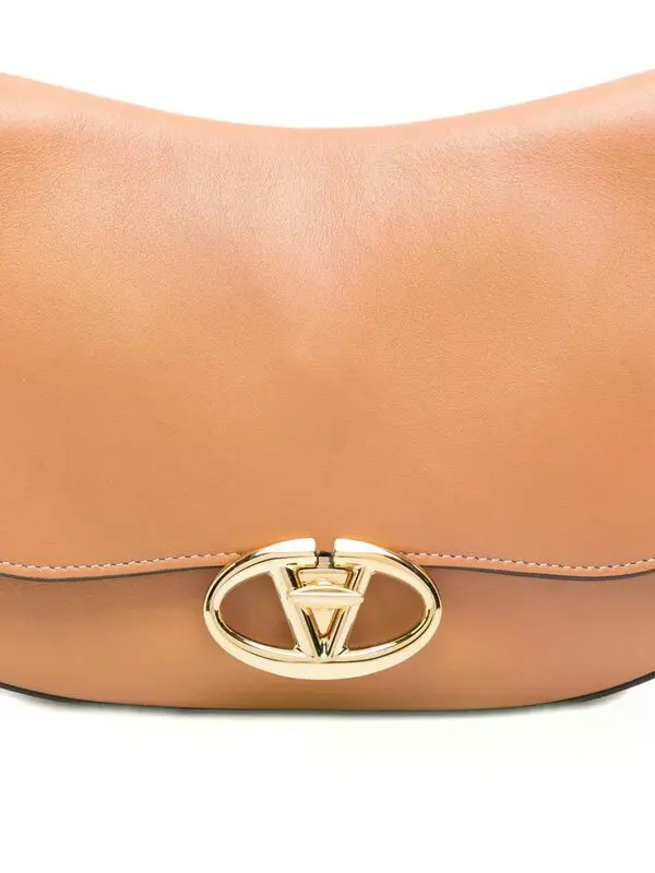 Valentino Garavani Ohval Logo-plaque Shoulder Bag - Neutrals