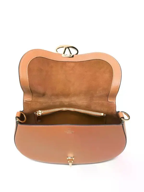 Valentino Garavani Ohval Logo-plaque Shoulder Bag - Neutrals