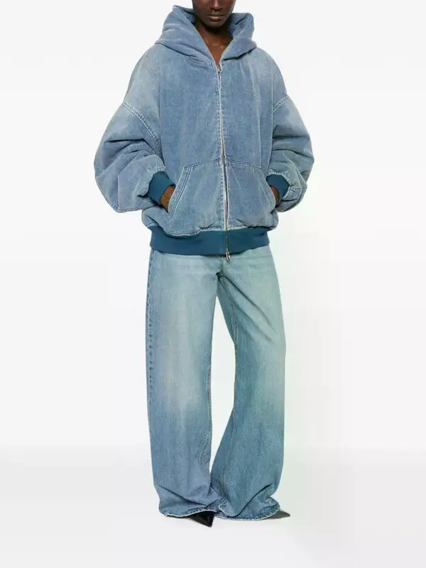 ALEXANDER WANG Hooded Zip-up Denim Jacket