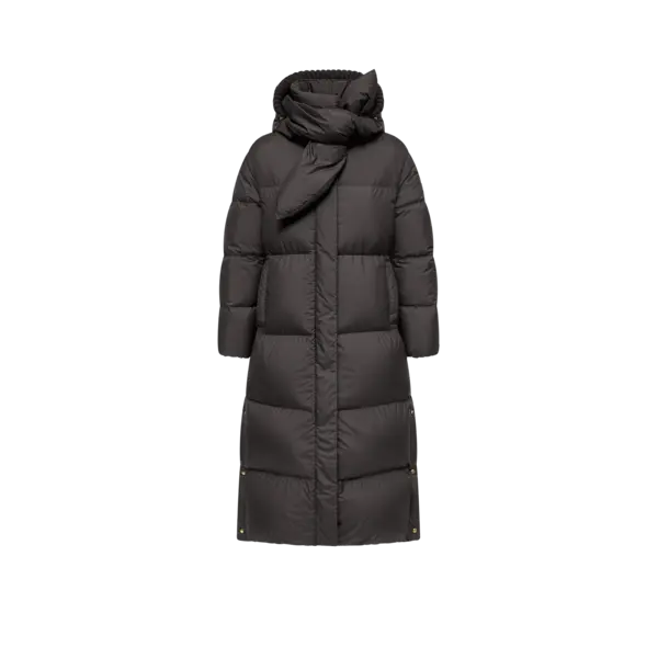 Moncler Ornement Hooded Long Down Jacket - Black