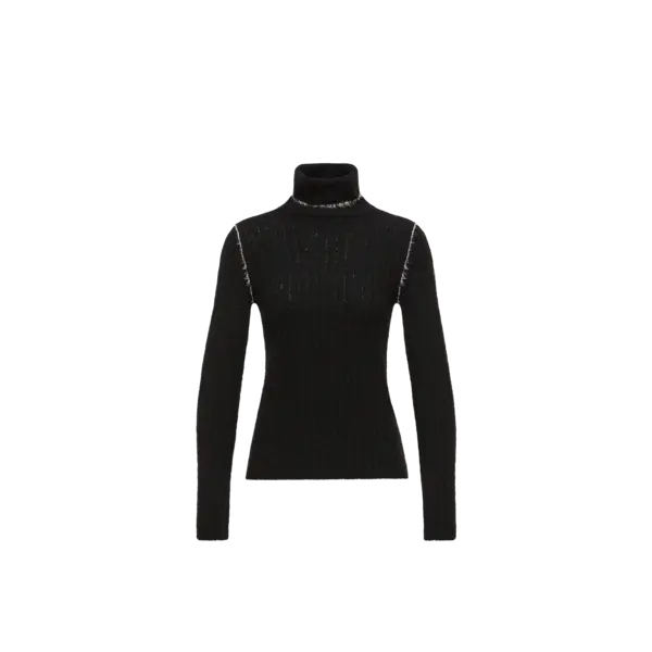 Moncler Wool Blend Polo Neck Jumper - Black