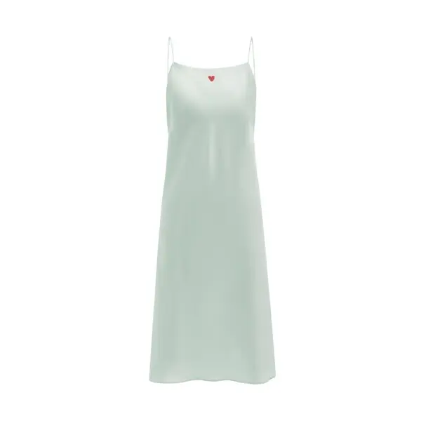 Not Just Pajama Little Heart Collection Silk Slip Dress Light - Blue