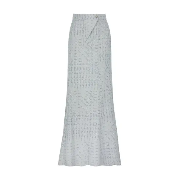 MAYAMU Kibe Patterned Maxi Fishtail Skirt - Grey