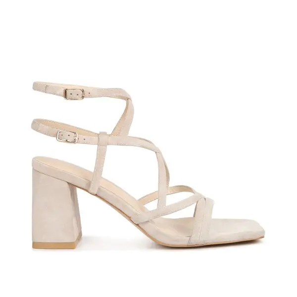 RAG & CO Neutrals Fiorella Strappy Block Heel Sandals By