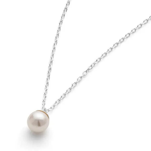 ELK & BLOOM Single Real Seed Pearl Necklace - Silver