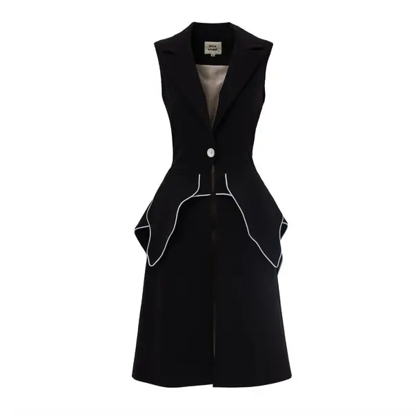 JULIA ALLERT Modern Elegant Deep V-neck Vest With Peplum Detail