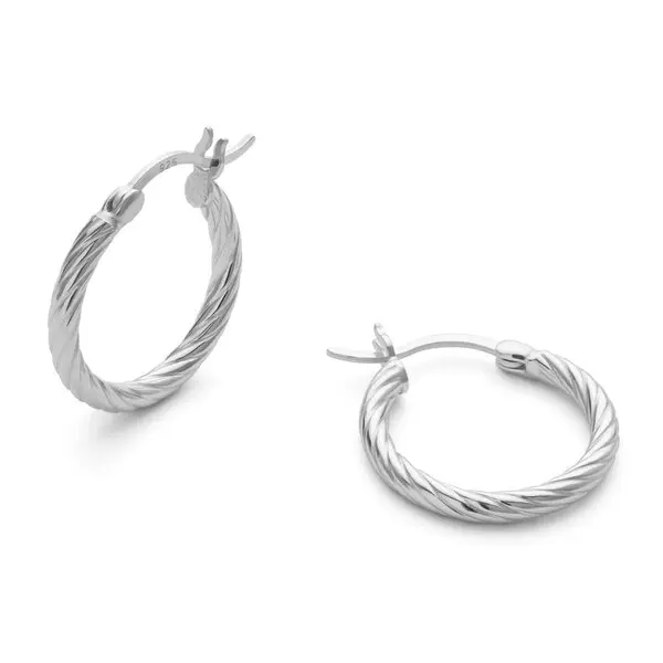 ELK & BLOOM Large Twist Huggie Hoop Earrings - Silver