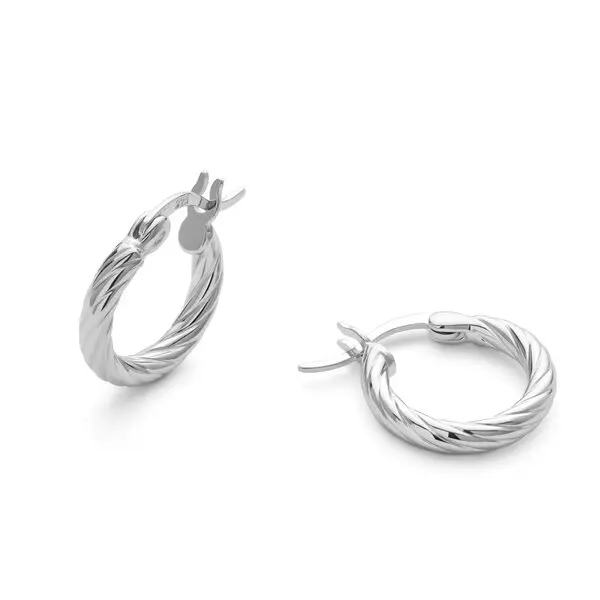 ELK & BLOOM Small Twist Huggie Hoop Earrings - Silver