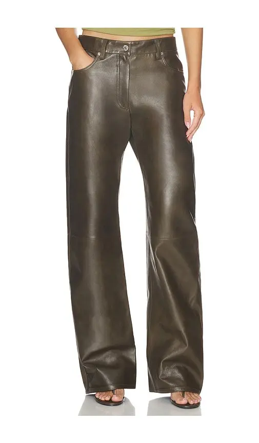 Helmut Lang Leather Bootcut Pant In . Also