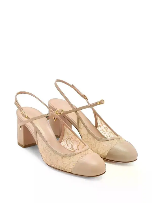 Jennifer Chamandi Mattia 65 Lace-panelled Calf Leather Pumps