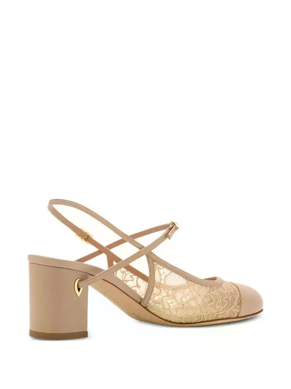Jennifer Chamandi Mattia 65 Lace-panelled Calf Leather Pumps