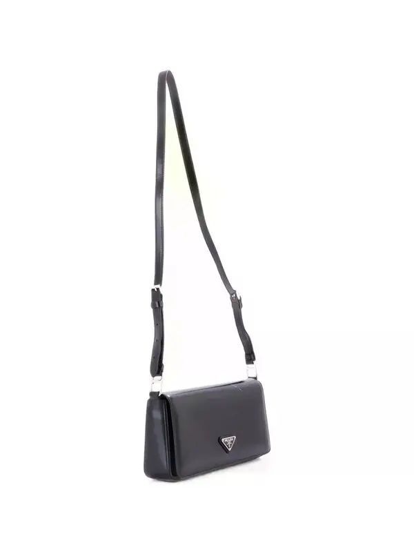 Prada Femme Flap Spazzolato Leather Shoulder Bag