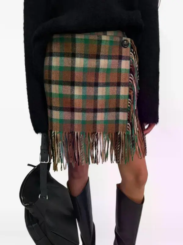 Rodebjer The Aera Checked Fringed Skirt