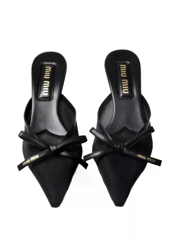 Miu Miu Bow-embellished Mesh Pumps - Black