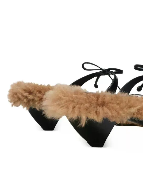 Bimba Y Lola Fur Lace-up Heeled Sandals