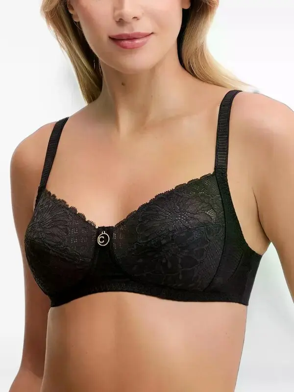 Chantelle Sublime Lace-overlay Logo-charm Bra - Black