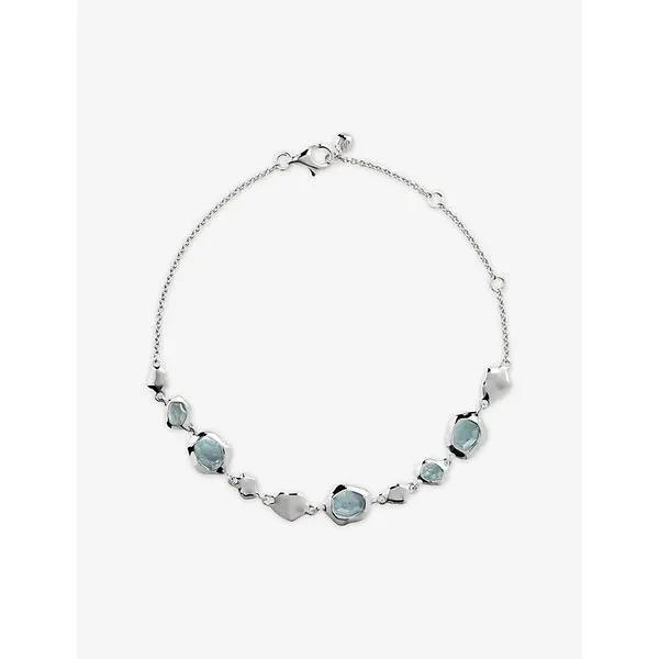 Monica Vinader Odyssey Gemstone Pebbled Sterling- And Aquamarine Chain Bracelet - Silver