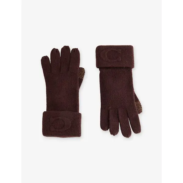 COACH C Embossed Wool-blend Knit Glove - Maple