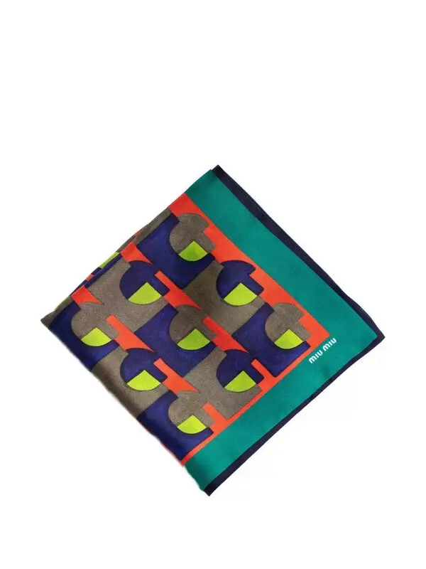 Miu Miu Geometric-print Silk Scarf - Blue