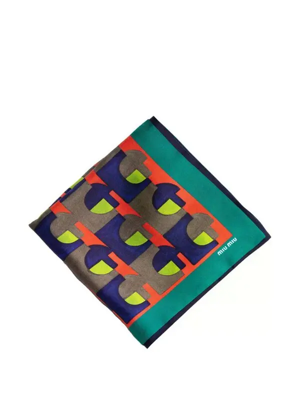 Miu Miu Geometric-print Silk Scarf - Blue