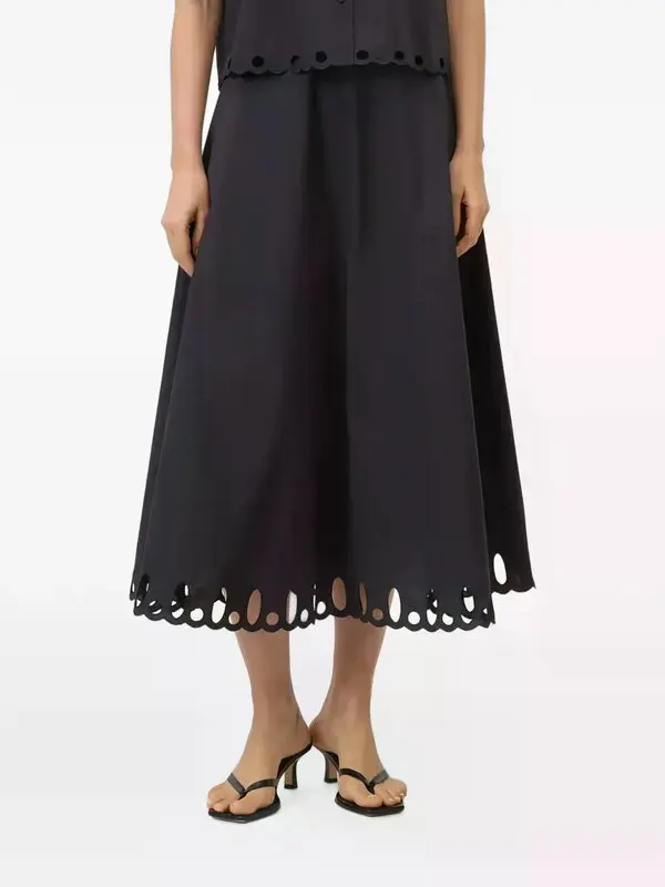 Closed Midi Embroidered Poplin Skirt