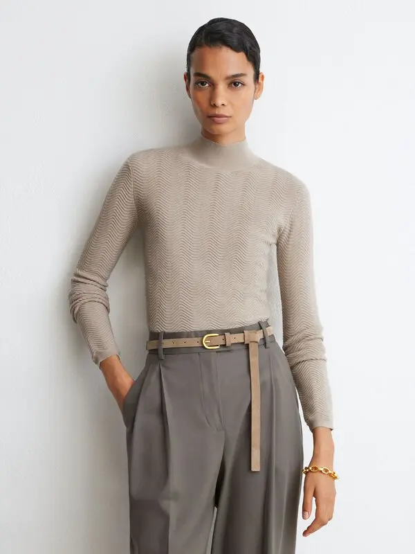 REISS Wool-blend Textured-knit Top