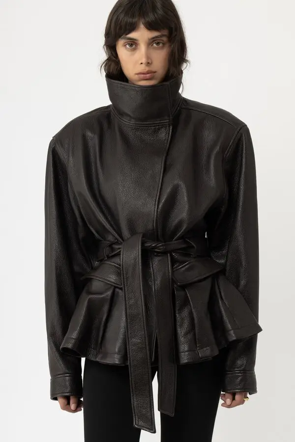 Arakii Belted Leather Jacket