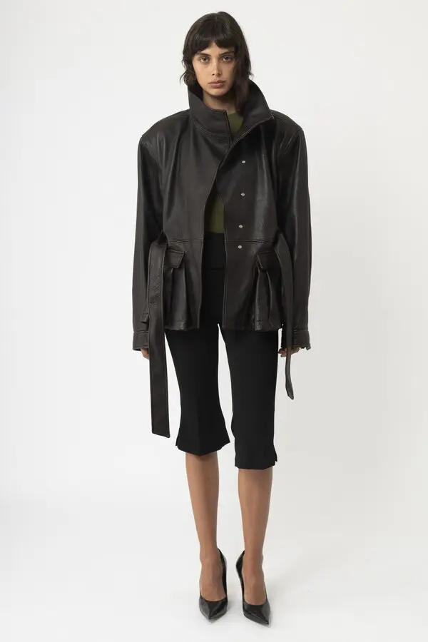 Arakii Belted Leather Jacket