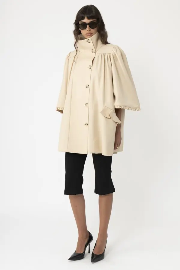 Arakii Pleated Frill Trench Coat - Sand