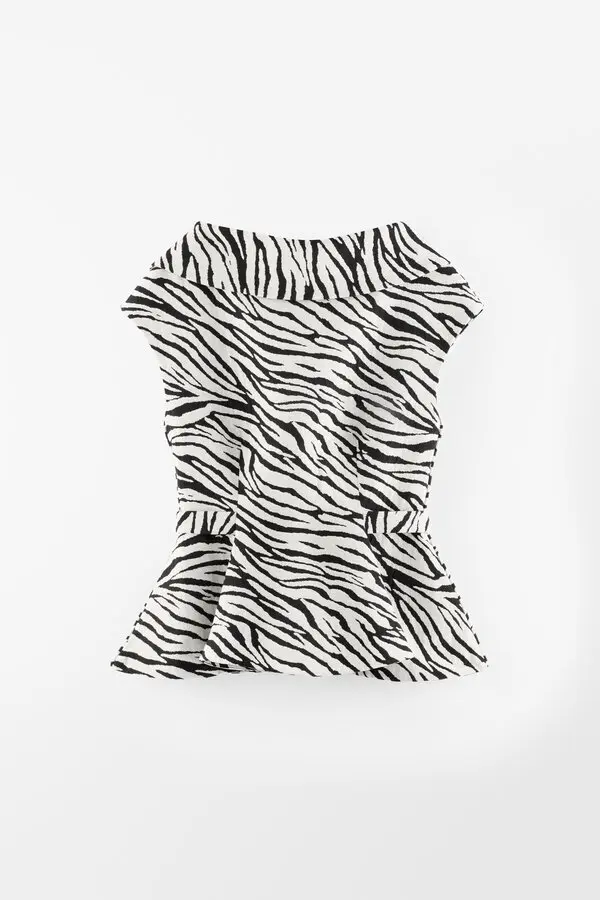 Arakii Peplum Boat Neck Top - Zebra