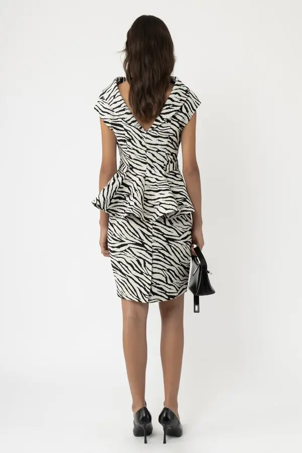 Arakii Peplum Boat Neck Top - Zebra