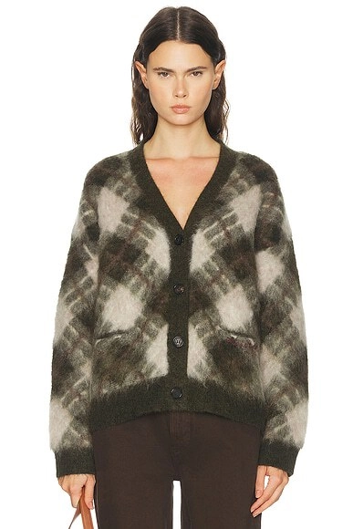 Acne Studios Katch Mohair Cardigan - Olive Green & Multi