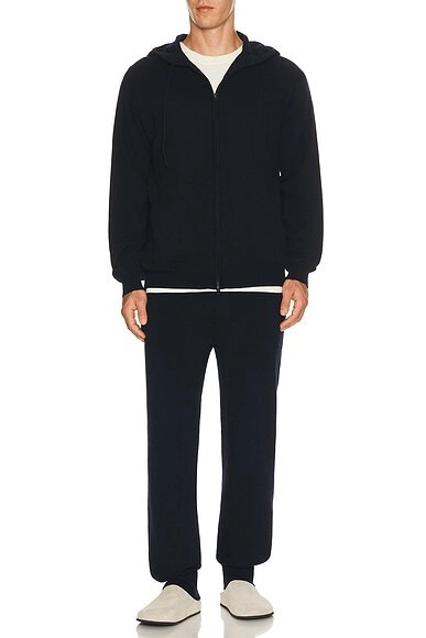 LISA YANG Emerson Hooded Zip Sweater - Navy