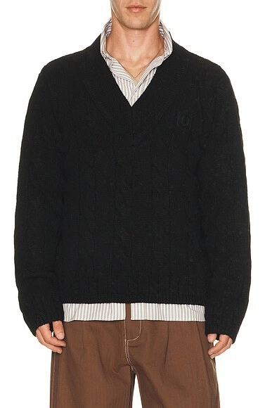 Fred Perry Canvas Cable V-neck Jumper