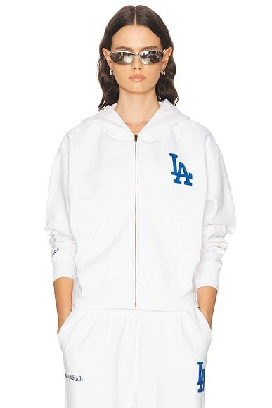Sporty & Rich X Dodgers La Serif Zip Hoodie - White