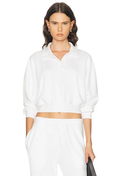 Eterne Cropped French Terry Polo Sweatshirt
