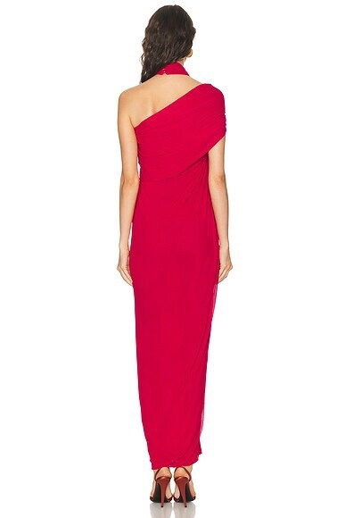 Balmain Cross Neck Crepe Draped Maxi Dress