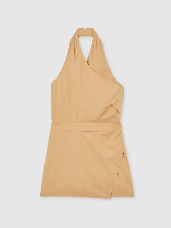 REISS Lyocell Cotton Halter Skort Playsuit