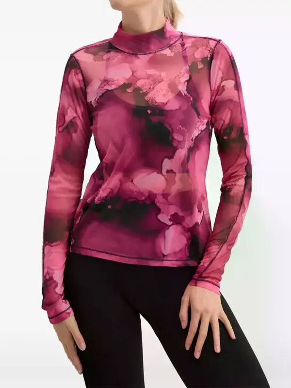 CASALL Abstract-print Long Sleeve Top - Pink
