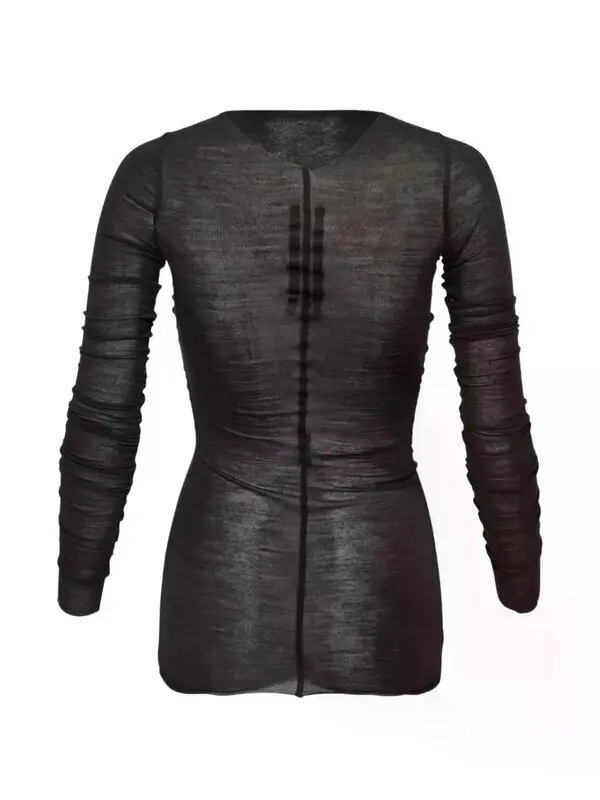 Rick Owens Sheer Ruched-sleeve Top - Black