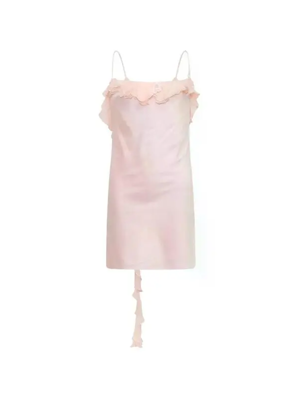 STOLEN STORES Ruffled Open-back Mini Dress - Pink